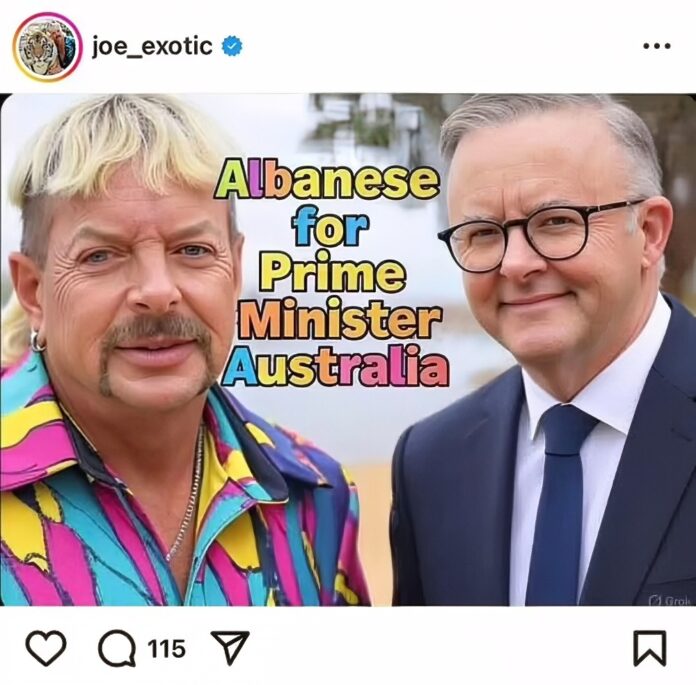 Joe Exotic Endorses Albanese for Australian PM in Wild Election Day ...